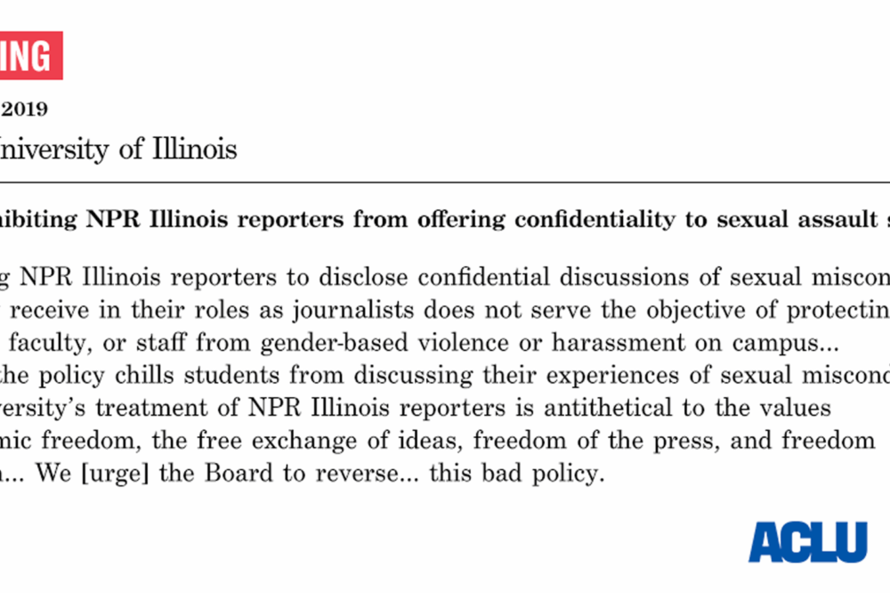 ACLU Challenges University of Illinois Policy Forcing Journalists to ...